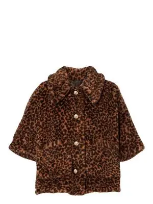 Max Mara Leopard-printed Alpaca, Wool, And Silk Cape - Brown