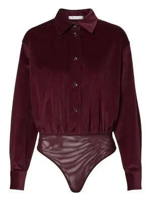 Max Mara Cotton Velvet Bodysuit - Burgundy