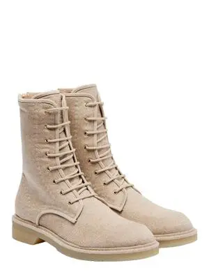 Max Mara Baker Cashmere Combat Boots - Beige