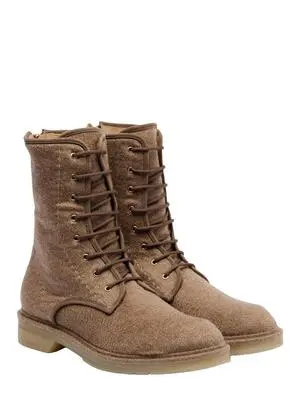 Max Mara Baker Cashmere Combat Boots - Brown