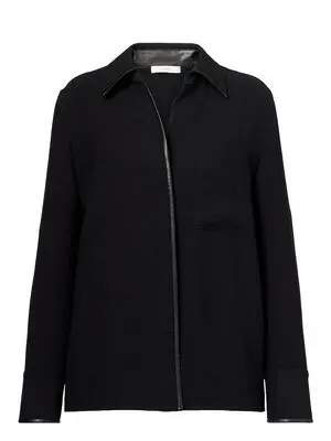 Vince Faux Leather-trimmed Shirt - Black
