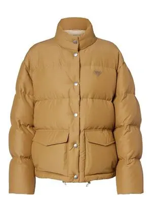 Prada Logo Cotton-blend Puffer Jacket - Beige