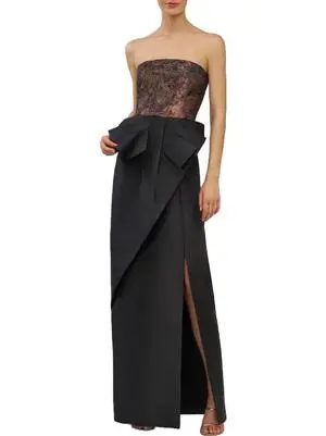 KAY UNGER Vanessa Strapless Column Gown - Carbon Multi