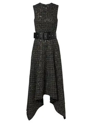 Safiyaa Okimi Sequined Tweed Midi Dress - Black