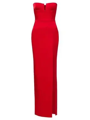 Alex Perry Crêpe Satin Bustier Gown - Red