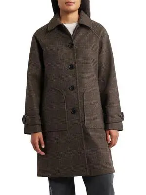 Sam Edelman Plaid Wool-blend Balmacaan Coat - Chocolate