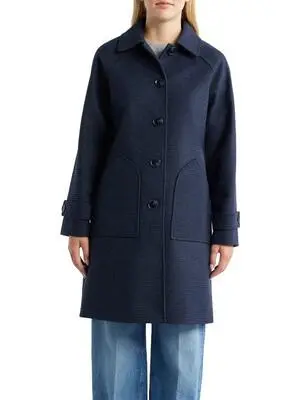 Sam Edelman Plaid Wool-blend Balmacaan Coat - Navy