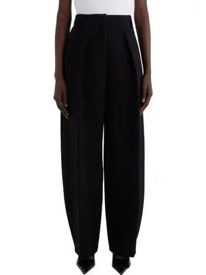 Jacquemus Le Pantalon Ovalo Pleated Wide Leg Trousers - Black