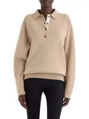 Jacquemus La Maille Vareuse Pallone Merino Wool & Cashmere Polo Sweater - Beige