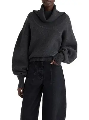 Jacquemus La Maille Pallone Virgin Wool & Cashmere Turtleneck Sweater Dark Grey