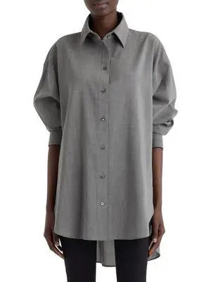 Jacquemus La Chemise D'homme Oversize Stretch Virgin Wool Button-up Shirt - Grey