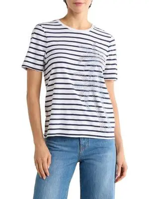 TOMMY BAHAMA Striped Palm Organic Cotton Top