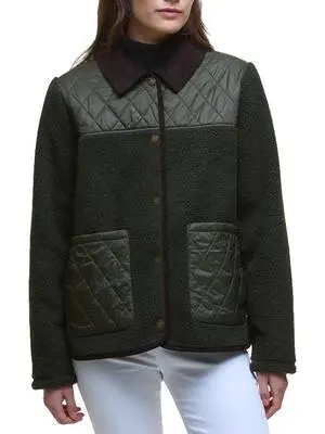 Barbour Laurel High Pile Fleece Quilted Jacket - Olive/sage
