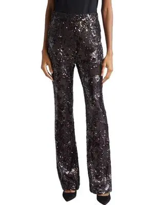 Veronica Beard Collier Sequin Flare Leg Pants - Dark Currant