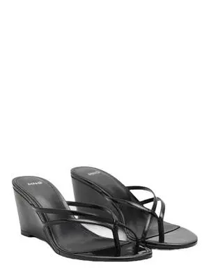 Mango Wedge Slide Sandal - Black