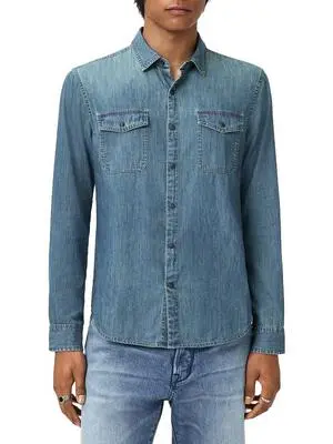 John Varvatos Otto Denim Snap-up Western Shirt - Aged Blue