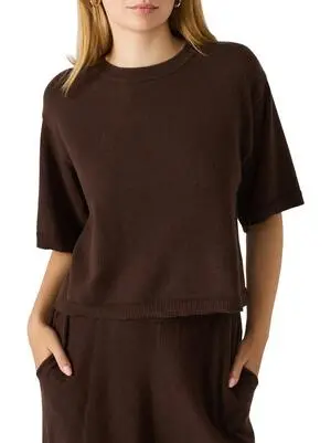 Steve Madden Kori Elbow Sleeve Crewneck Sweater - Dark Espresso