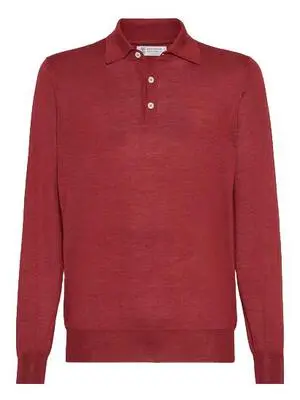 Brunello Cucinelli Lightweight Knit Polo - Purple-red