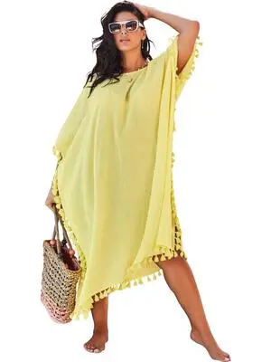 SWIMSUITS FOR ALL Pom Pom Cover Up Tunic - Lemonade