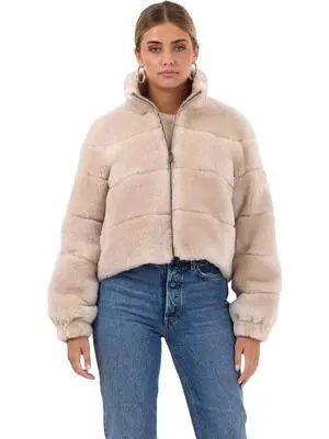 Gorski Genuine Shearling Zip Jacket - Beige