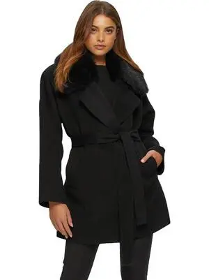 Gorski Wool And Cashmere Blend Belted Jacket With Detachable Toscana Trim - Black/black