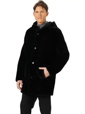 Gorski Genuine Shearling Parka Reversible To Taffeta - Black/black
