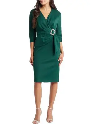Eliza J Faux Wrap Midi Dress - Hunter