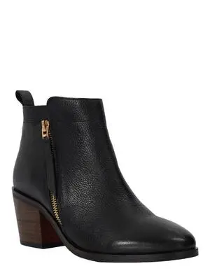 Dune London Paicing Leather Block Heel Bootie - Black
