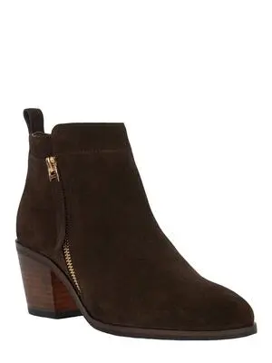 Dune London Paicing Leather Block Heel Bootie - Brown