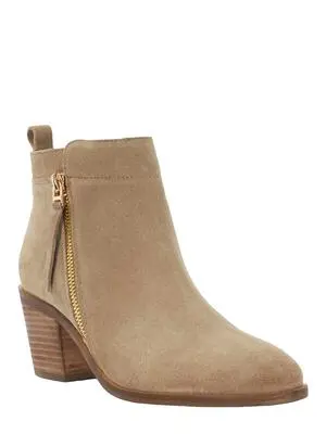 Dune London Paicing Leather Block Heel Bootie - Taupe