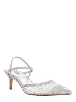 Dune London Charismatic Ankle Strap Pump Silver