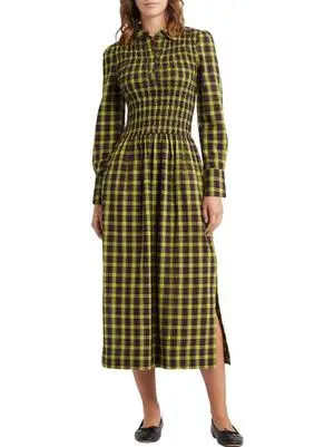 DAMSON MADDER Hazel Plaid Organic Cotton Dress - Yellow