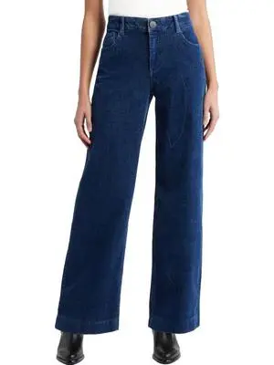 Wit & Wisdom High Waist Wide Leg Corduroy Pants - Washed Evening Blue