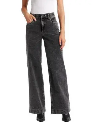 Wit & Wisdom High Waist Wide Leg Corduroy Pants - Washed Grey