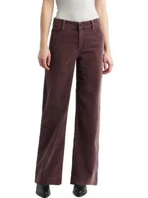 Wit & Wisdom High Waist Wide Leg Corduroy Pants - Washed Oxblood