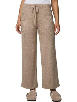 Splendid Pointelle Cropped Wide-Leg Pants Light Cedar Beige Heather