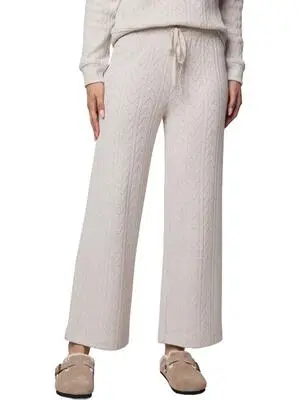 Splendid Pointelle Cropped Wide-Leg Pants Pale Oak Ivory Heather