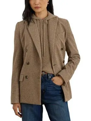 Ralph Lauren Double-breasted Wool Blend Twill Blazer - Brown/taupe Multi