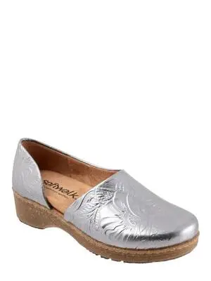 Softwalk Addie Half D'orsay Platform Clog - Pewter Floral