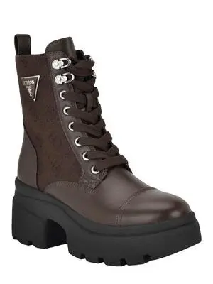 Guess Lug Sole Lace-up Boots - Dark Brown