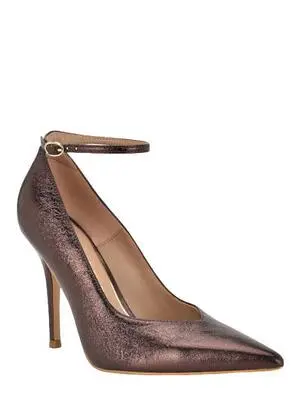 Guess Pointed Toe Ankle Strap Pumps Dark Brown