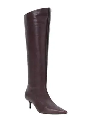 Staud Sebastian Pointed Toe Kitten Heel Knee-high Boot - Syrah