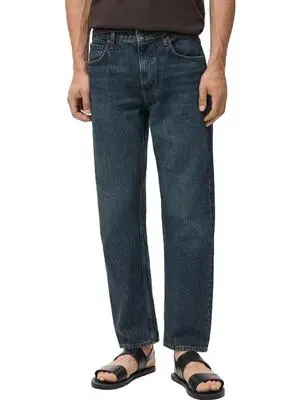 Mango Moby Straight Fit Cotton Jeans Dark Blue