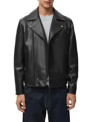 Mango Faux Leather Moto Jacket - Black