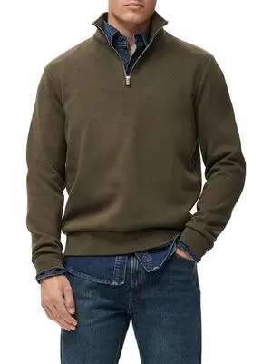 Mango Quarter Zip Sweatshirt Olive Green