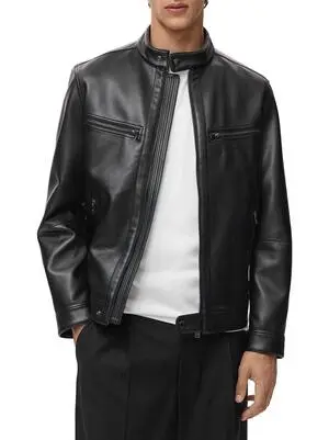 Mango Faux Leather Moto Jacket - Black