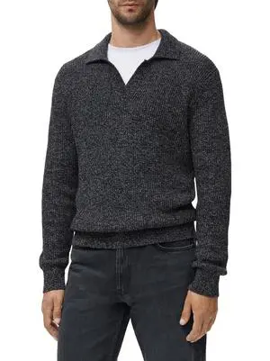 Mango Structured Cotton Polo Sweater - Dark Heather Grey