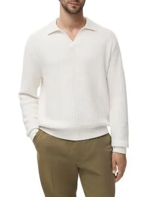 Mango Structured Cotton Polo Sweater - Off White