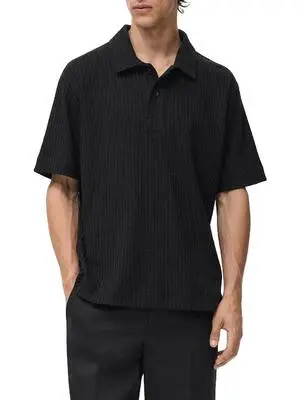 Mango Textured Knit Polo - Black