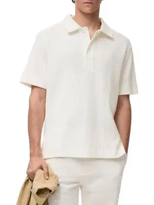 Mango Textured Knit Polo - White
